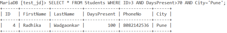 Mysql And Operator Execute Multiple Conditions In Mysql Mysqlcode
