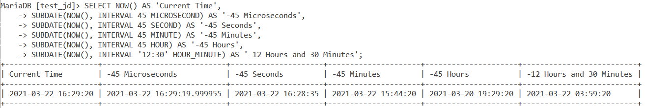 Mysql Subdate Subtract From Datetime Values In Mysql Mysqlcode