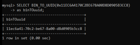 MySQL UUID_TO_BIN and BIN_TO_UUID Functions - MySQLCode