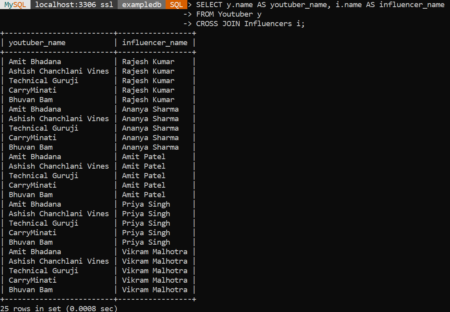 How to Combine Two Tables Without a Common Column - MySQLCode