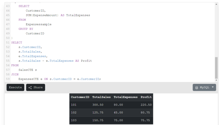 How To Use Multiple Ctes In Sql Mysqlcode