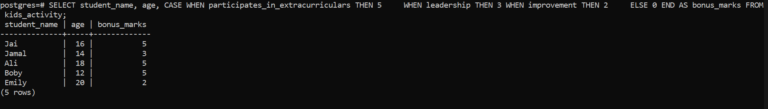 Postgresql Conditional Select With Case Statements Mysqlcode